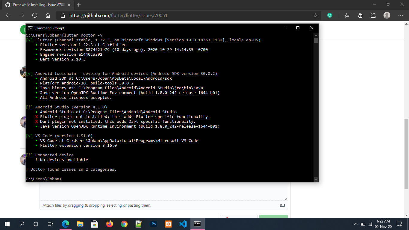 Error while installing · Issue #70051 · flutter/flutter · GitHub