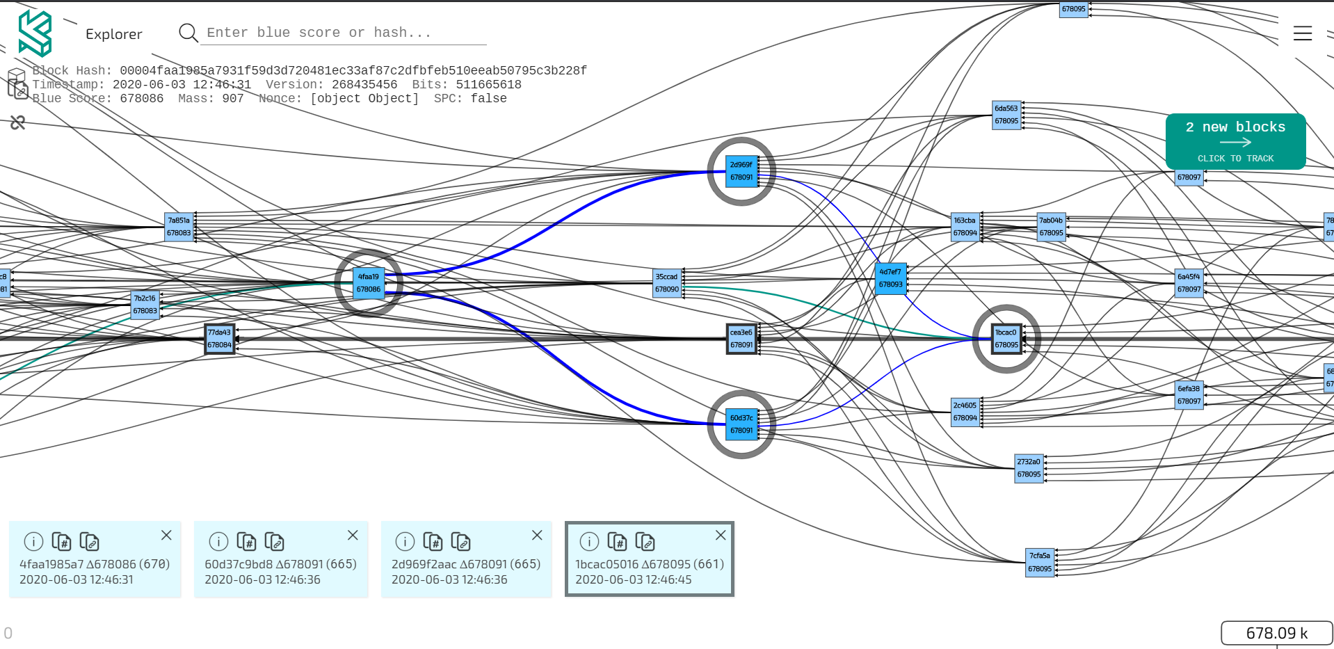Teal Highlight When Hovering A Block To Its Accepting Chain Block · Issue 28 · Aspectron Dagviz