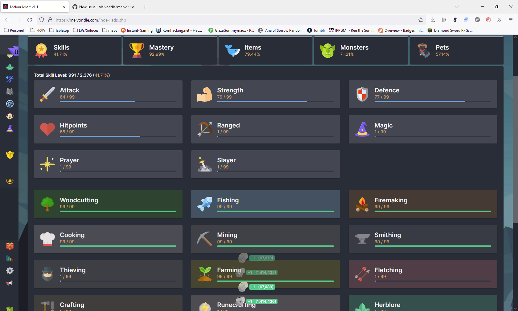 [Bug]: FTP Skill percentage includes full game skills · Issue #2895 · MelvorIdle/melvoridle ...