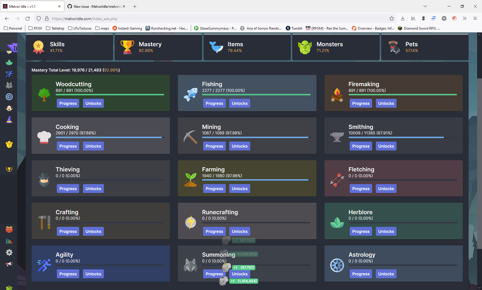 [Bug]: FTP Skill percentage includes full game skills · Issue #2895 · MelvorIdle/melvoridle ...