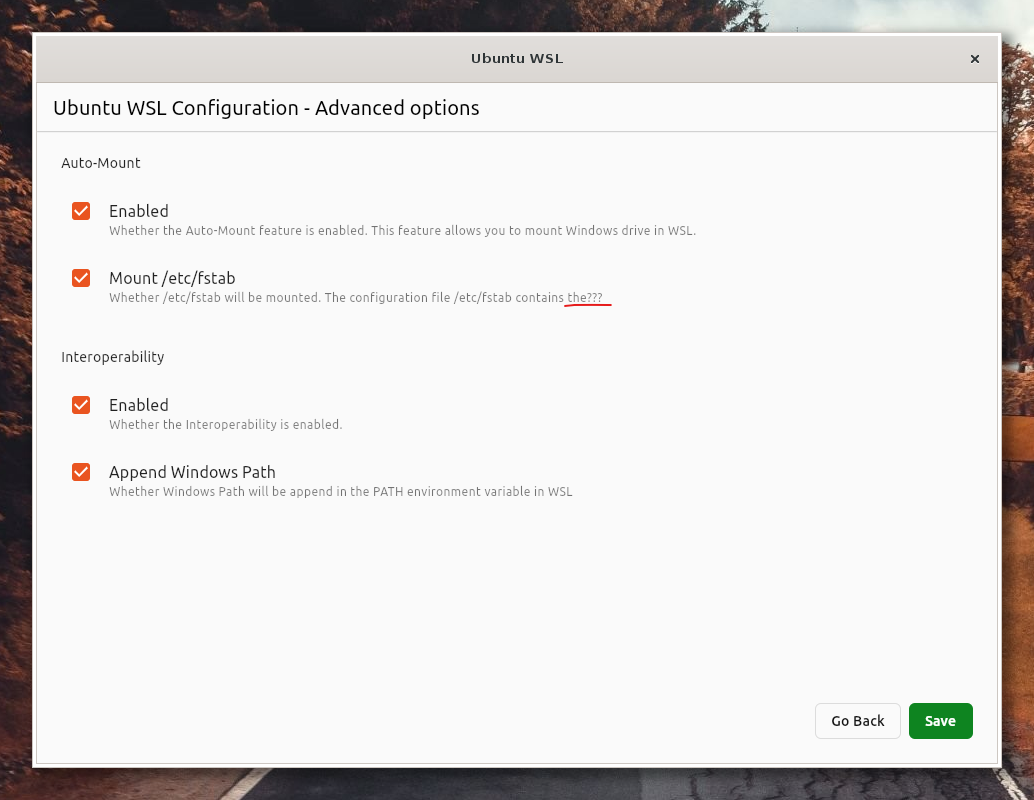 Missing Info In Wsl Configuration Advanced Options · Issue 8403 · Microsoft Wsl · Github