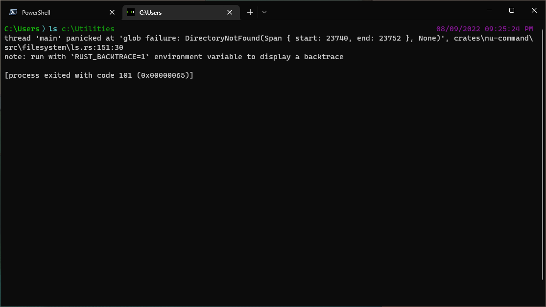 Crash When Listing Non Existing Folder · Issue 6282 · Nushellnushell