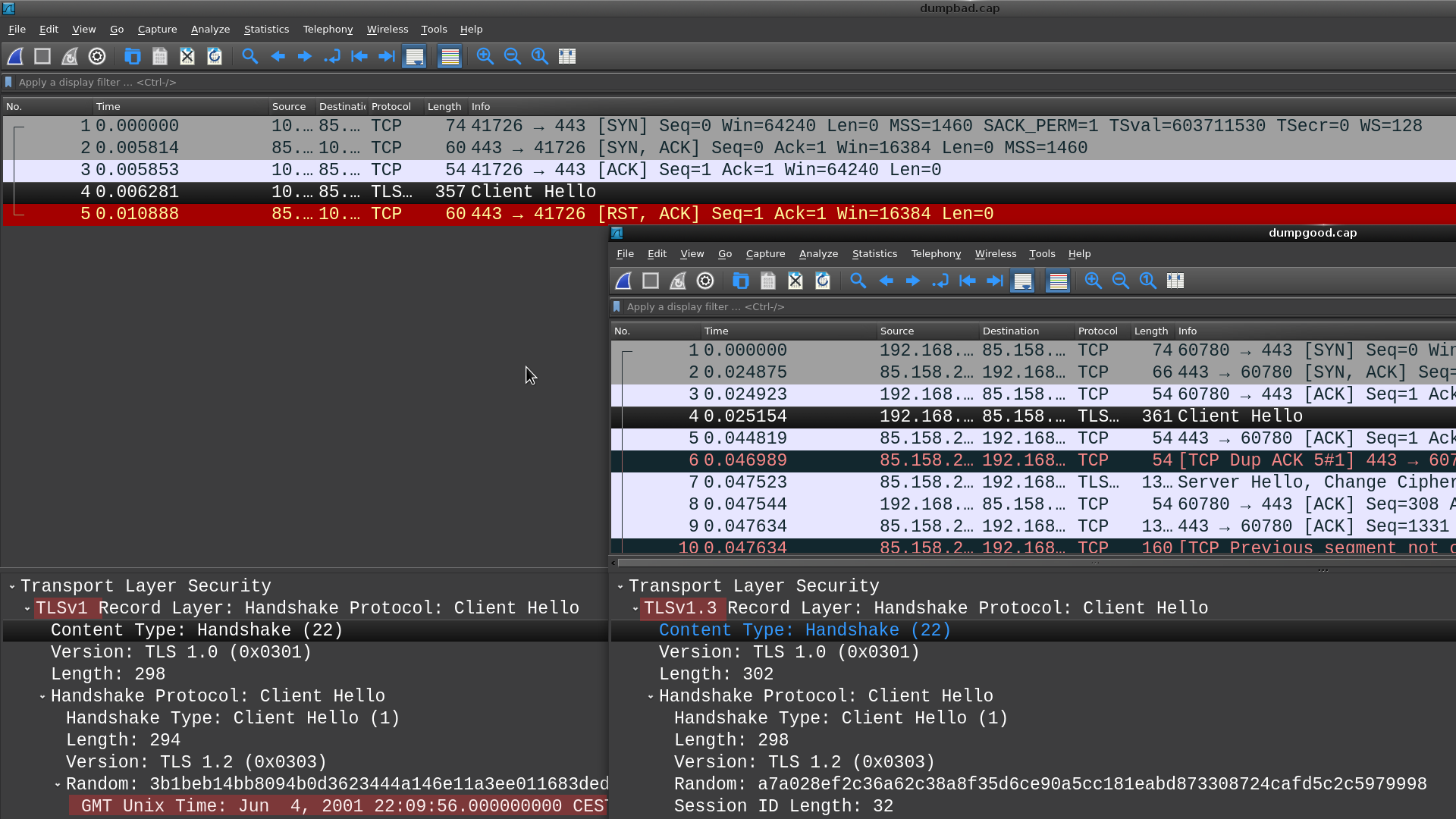 Server Resets Connection After Client Hello 4 Extra Timestamp Bytes 