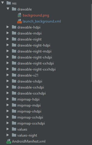 Cannot open file, path = 'android/app/src/main/res/drawable-night-v21/background.png' · Issue ...