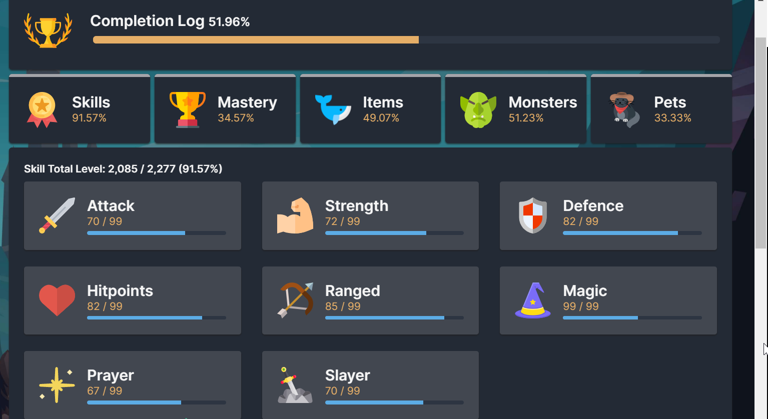 [Bug]: Magic on Completion Log Progress Bar Incorrect · Issue #2393 · MelvorIdle/melvoridle ...