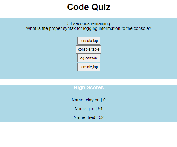 GitHub - claytonweber/code-quiz