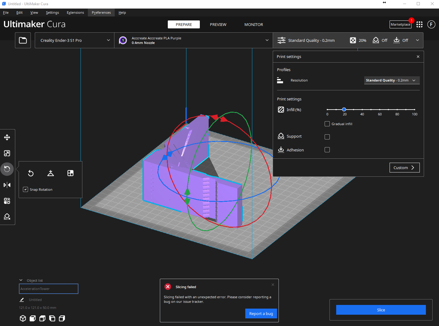 Acceleration Tower Problem · Issue 15328 · Ultimakercura · Github