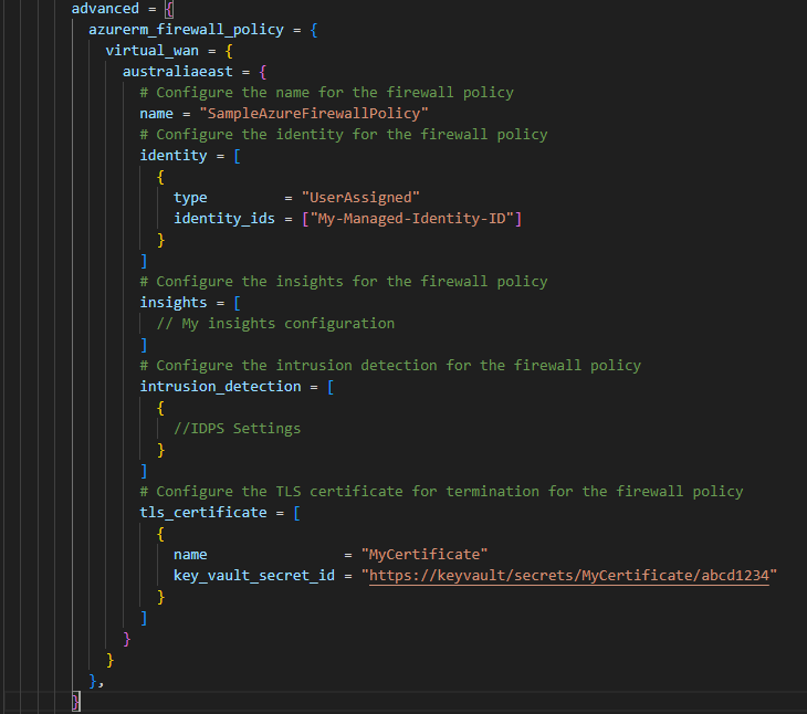 Feature Request - Allow for configuring of TLS certificate for Virtual WAN Azure Firewall ...