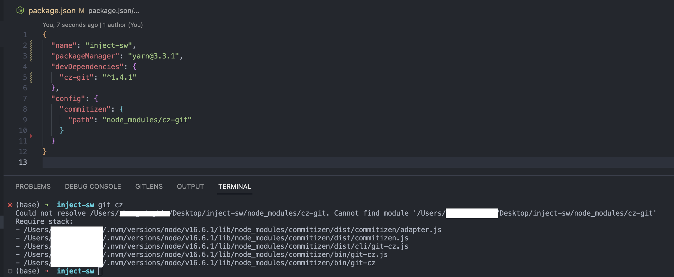 [yarn v3]: Could not resolve cz-git. Cannot find module 'cz-git'. · Issue #90 · Zhengqbbb/cz-git ...