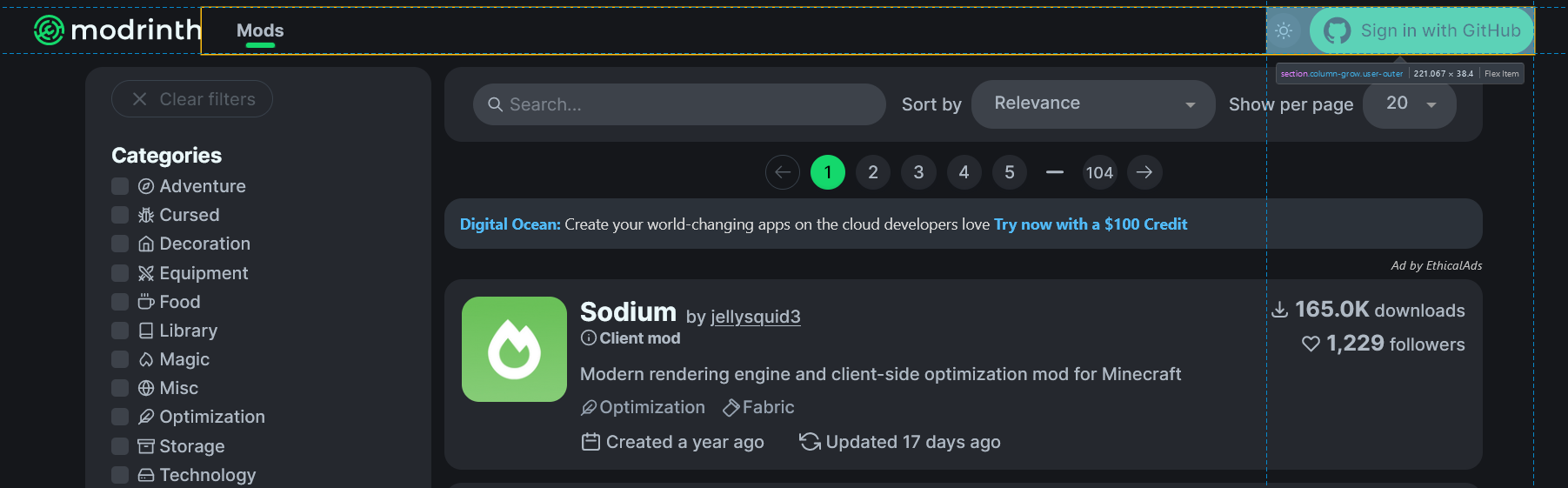 Header logo and "Sign in" buttons do not alrign vertically with content · Issue #428 · modrinth ...