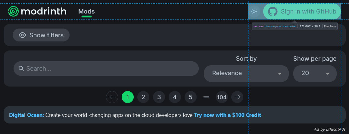 Header logo and "Sign in" buttons do not alrign vertically with content · Issue #428 · modrinth ...