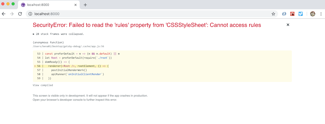 Weird Error Securityerror Failed To Read The Rules Property From Cssstylesheet · Issue 