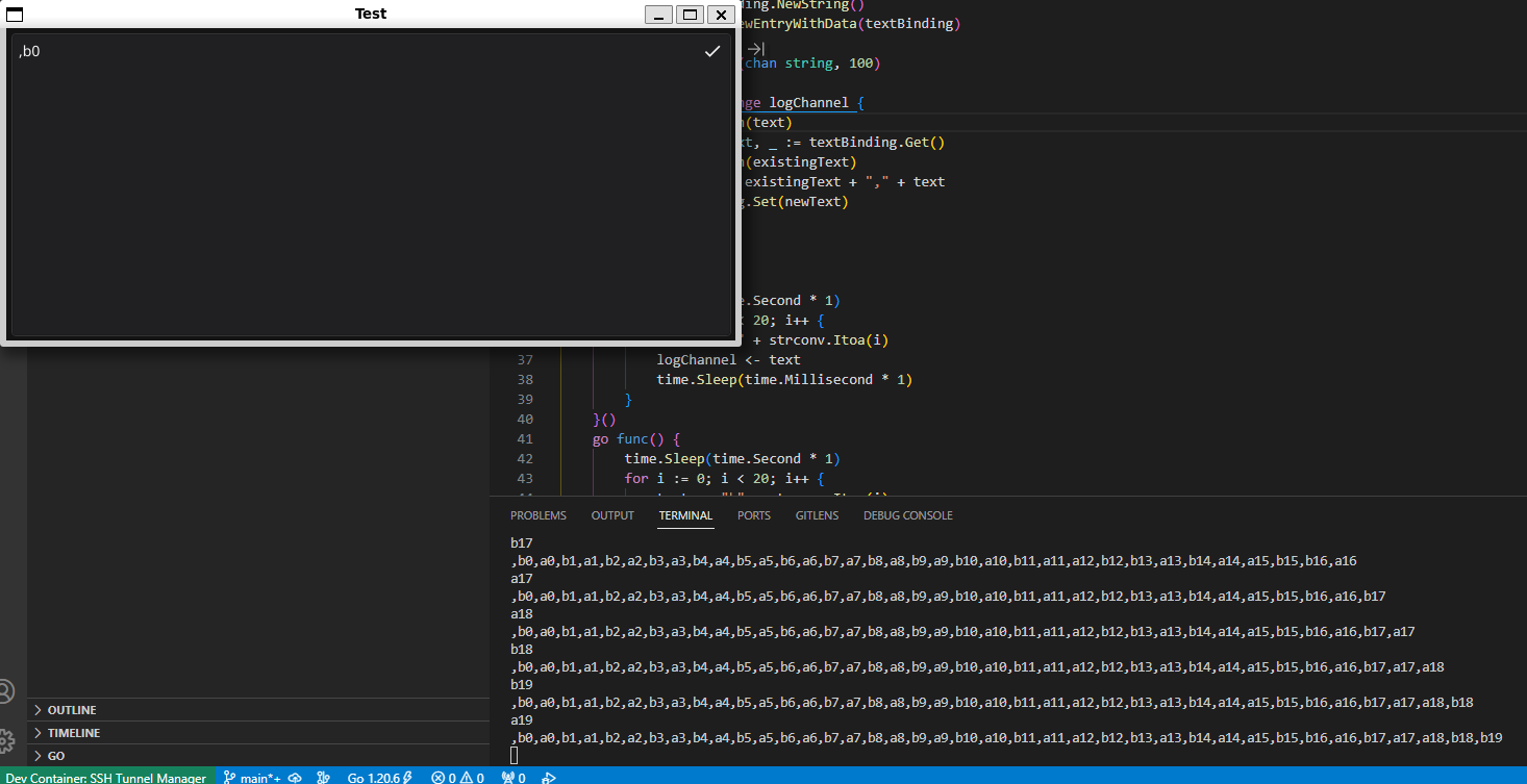 Entry does not show the last (few) changes when updating a binding.String in a fast succession ...