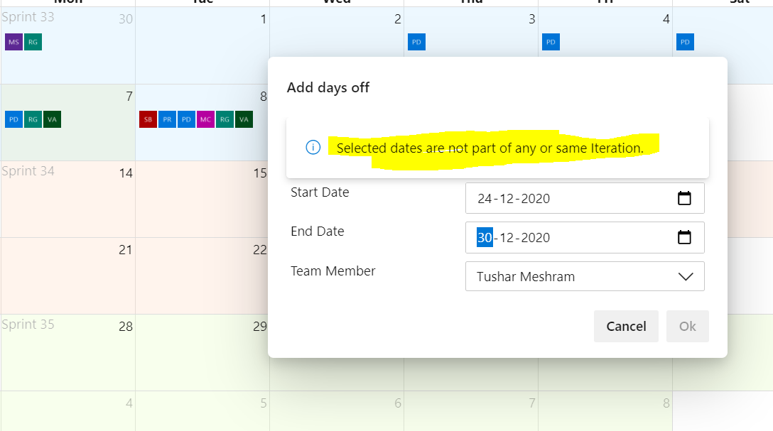 Not able to mark Holiday if it spans across Sprint · Issue #328 ...
