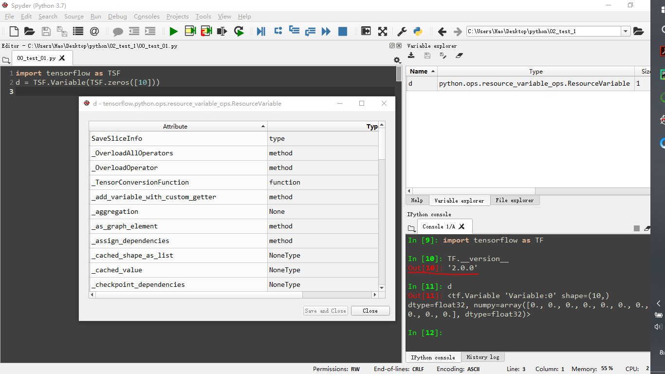 An Error Occurs When Open A Variable Created By Tensorflow Module In Variable Explorer · Issue
