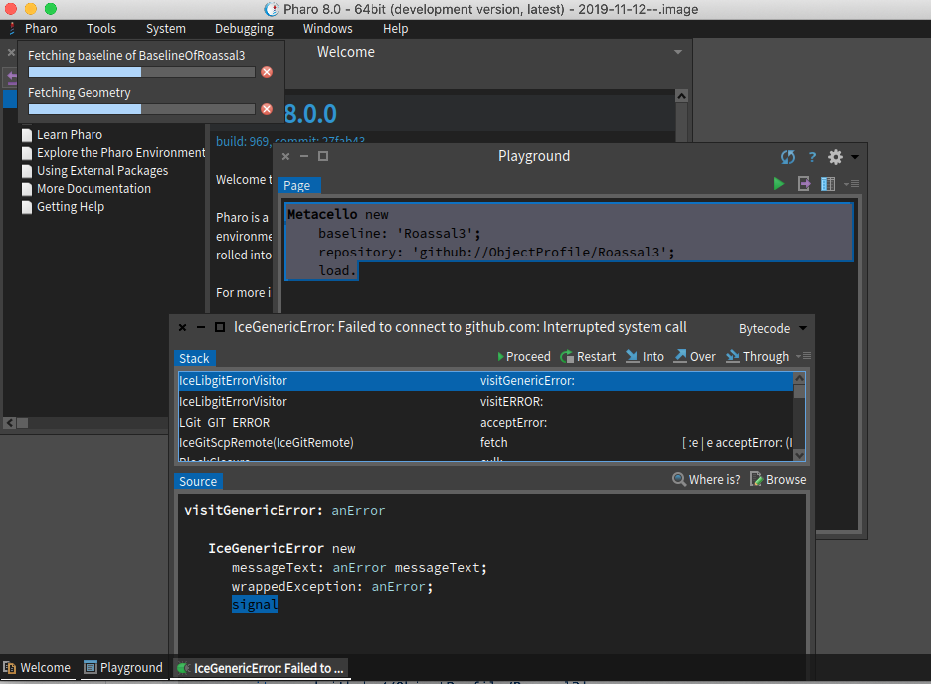 Odd Error when using Metacello · Issue #1326 · pharo-vcs/iceberg · GitHub