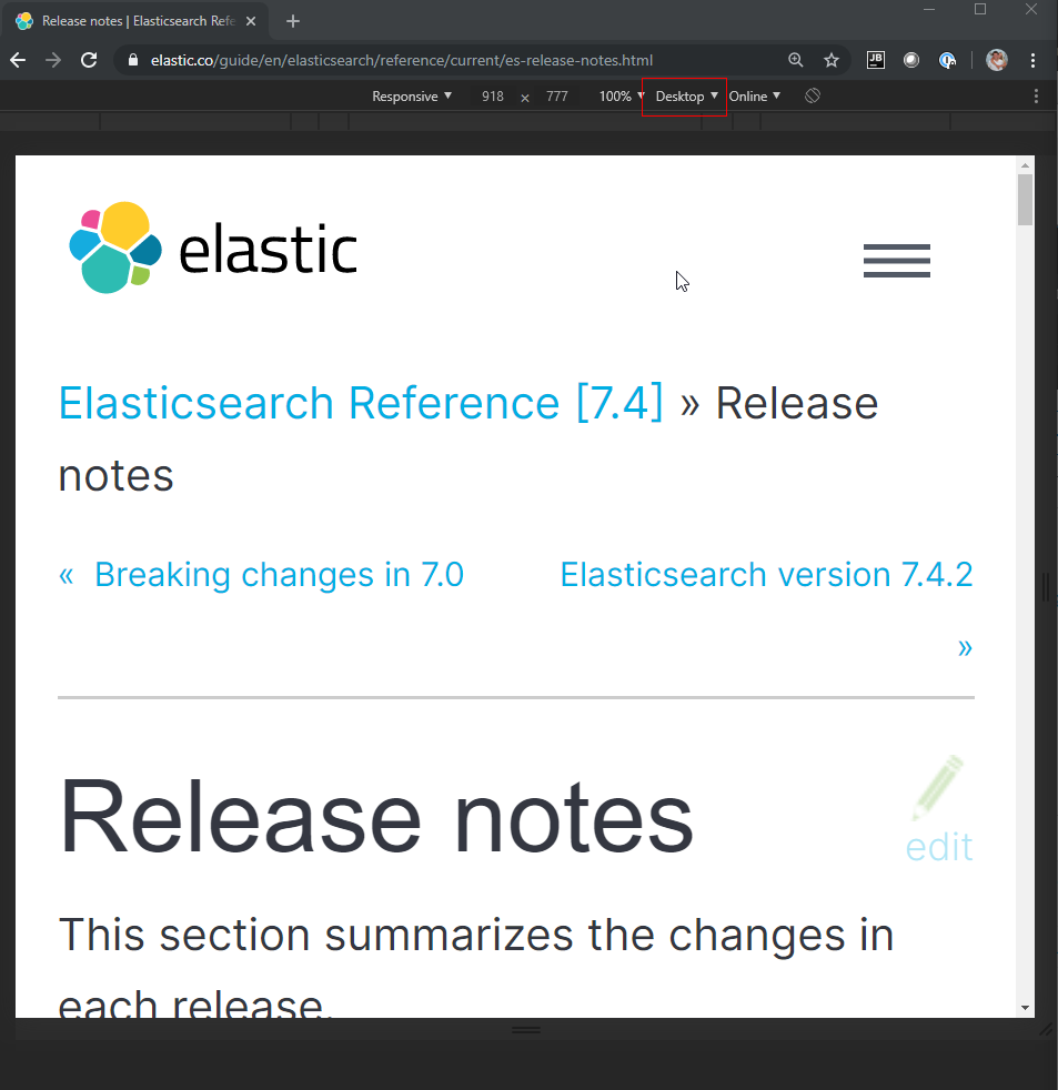 Mobile vs desktop seems reversed in Chrome? · Issue #1377 · elastic/docs · GitHub