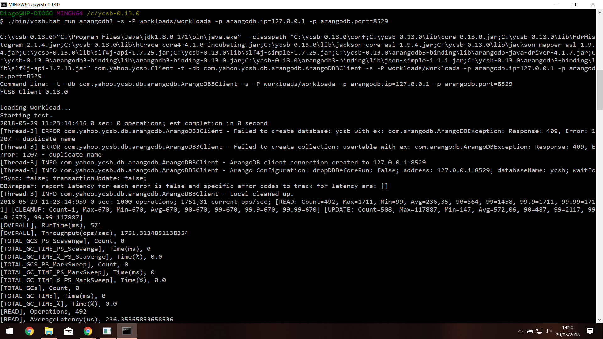 Failed To Create Database And Collection On Running Workload [duplicate Name] · Issue 1158