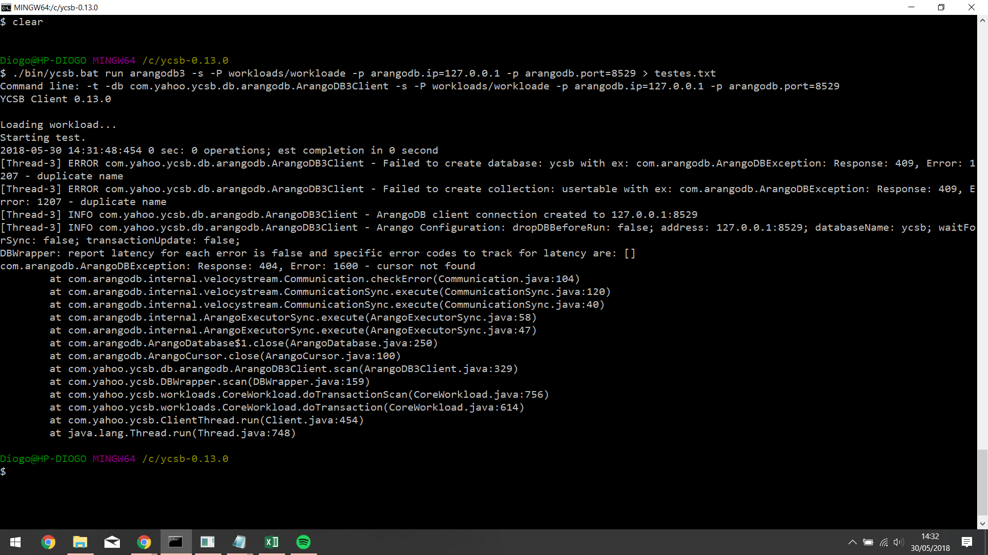 Error running workload E · Issue #1161 · brianfrankcooper/YCSB · GitHub