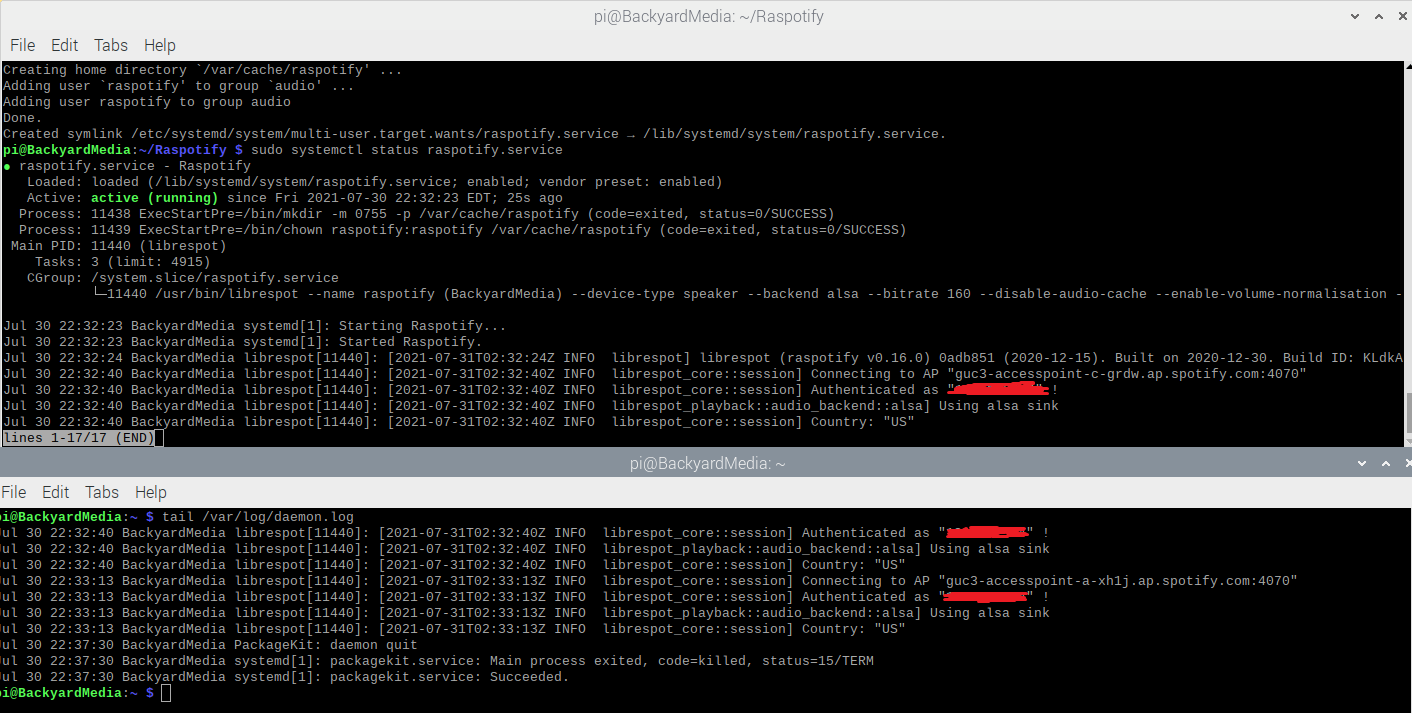 Stuck on "connecting" · Issue #412 · dtcooper/raspotify · GitHub