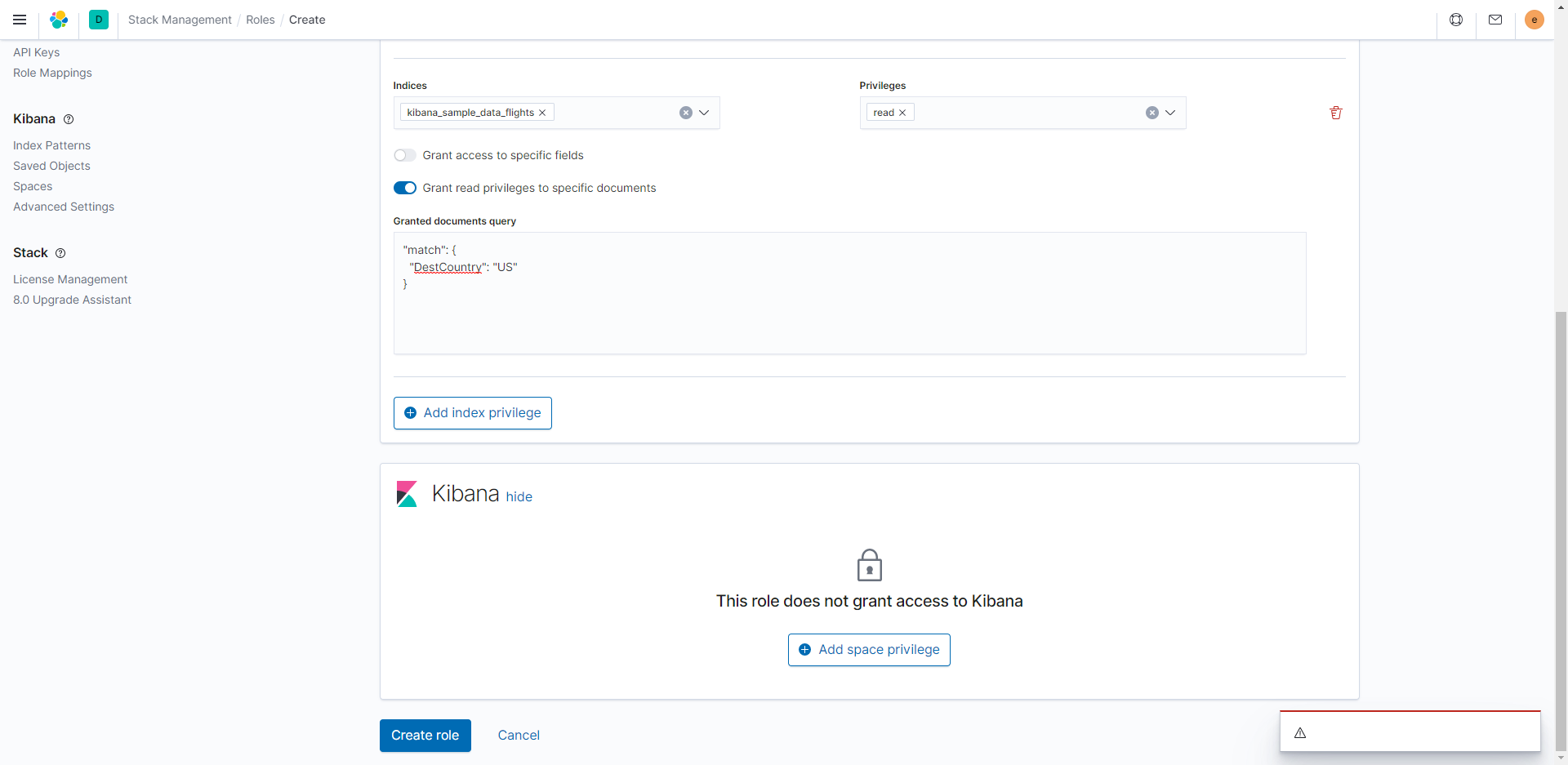 Role With Malformed Document Level Security Empty Error Message Box · Issue 75569 · Elastic 4677