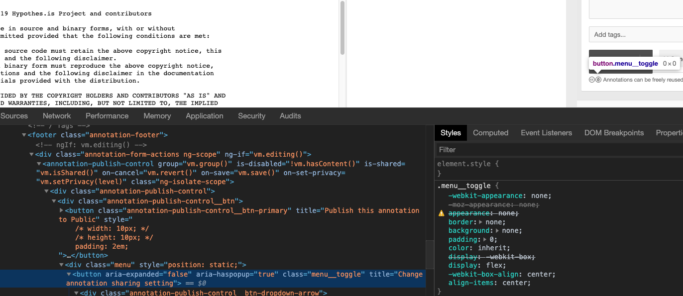 Keyboard focus on menu arrow should work · Issue #1629 · hypothesis/client · GitHub