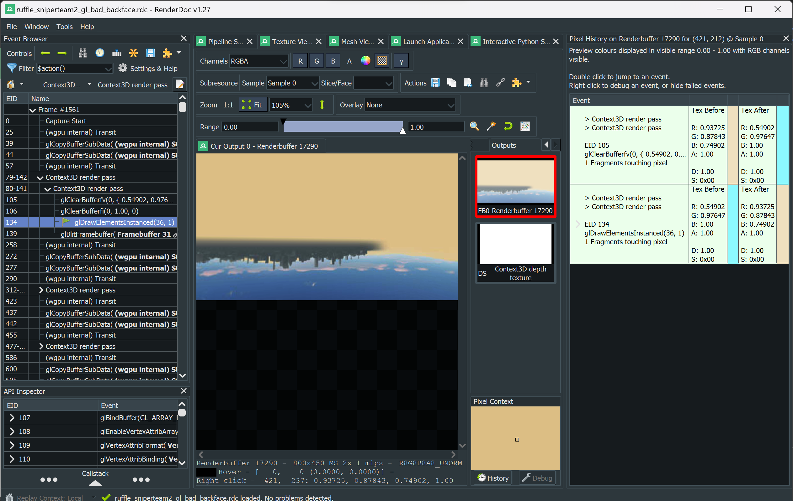 Black renderbuffer and inconsistent 'Backface culled' under OpenGL · Issue #2972 · baldurk ...