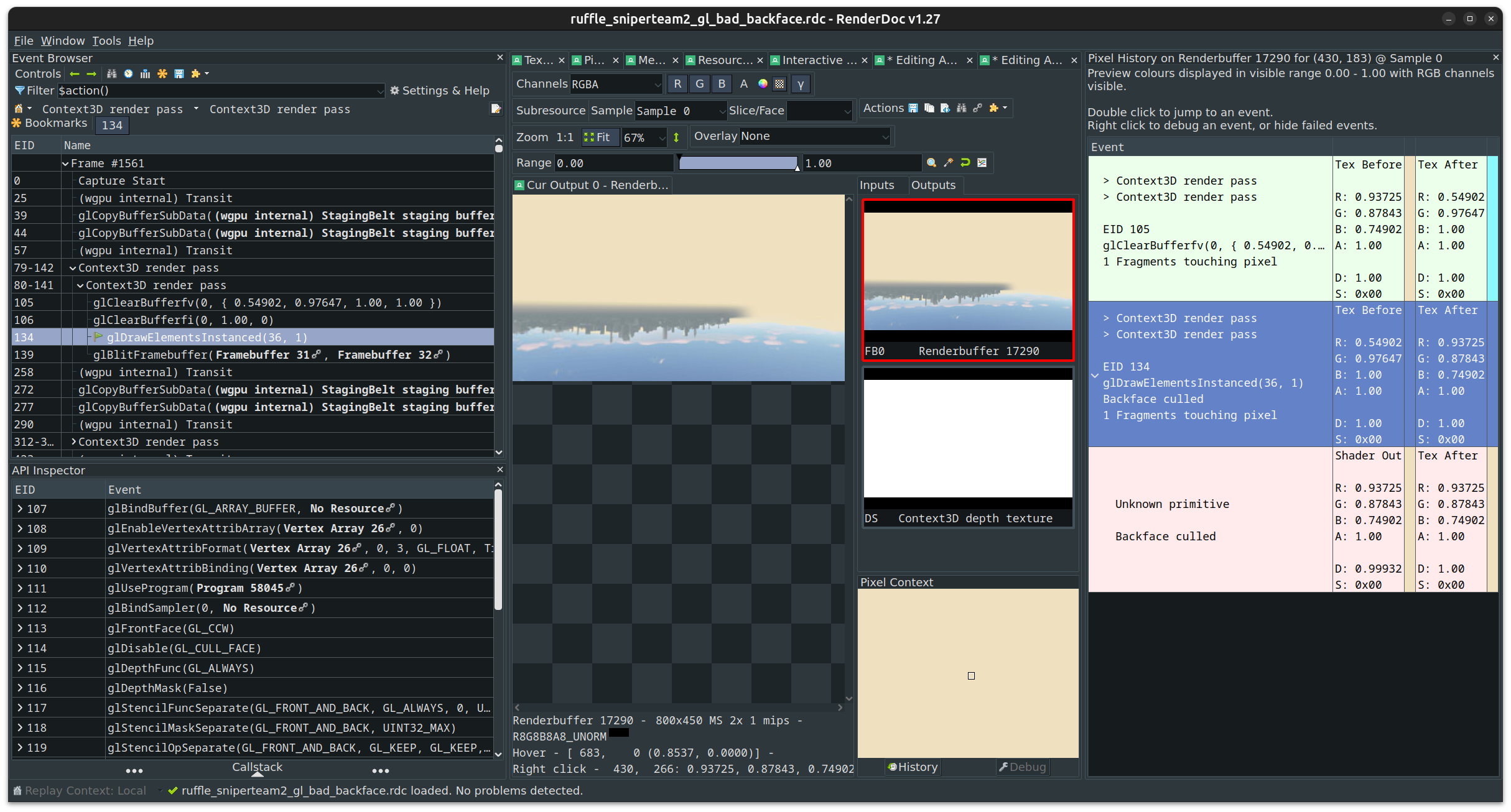 Black Renderbuffer And Inconsistent Backface Culled Under Opengl · Issue 2972 · Baldurk