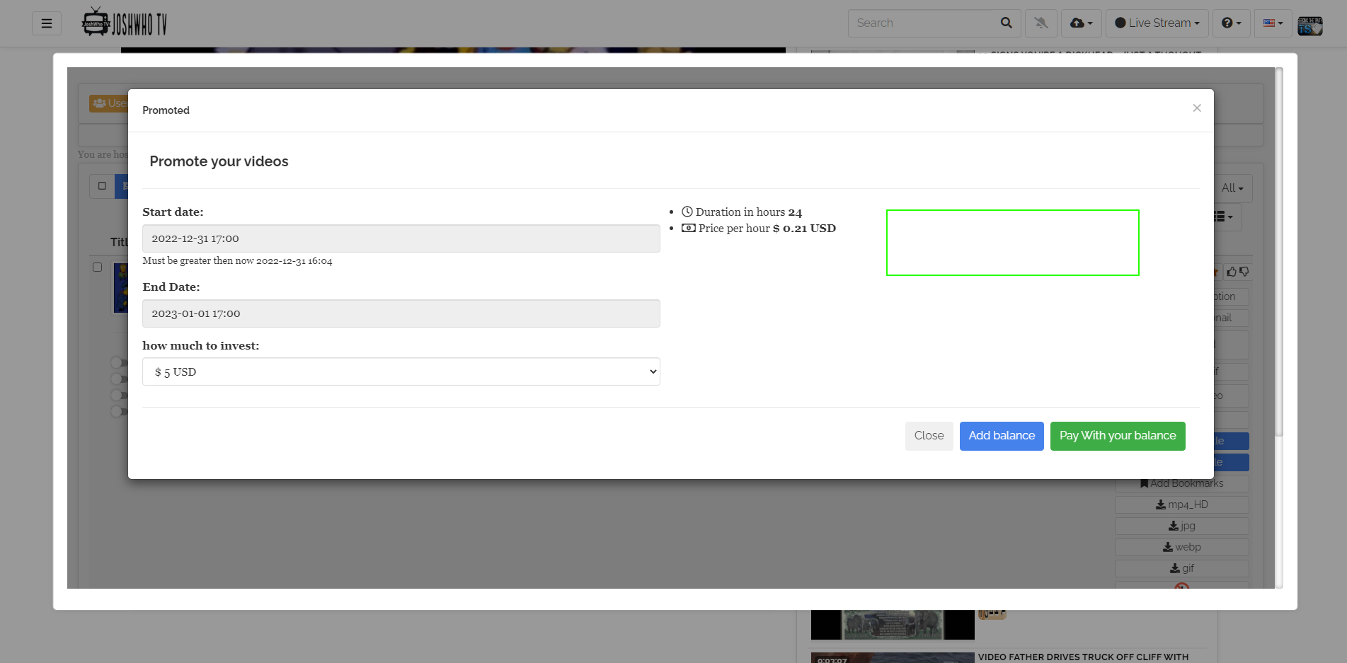 Users Balance should show in the Promotion box Would make it easier · Issue #7524 · WWBN/AVideo ...