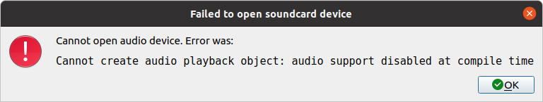 Cannot create audio playback object: audio support disabled at compile time · Issue #100 ...