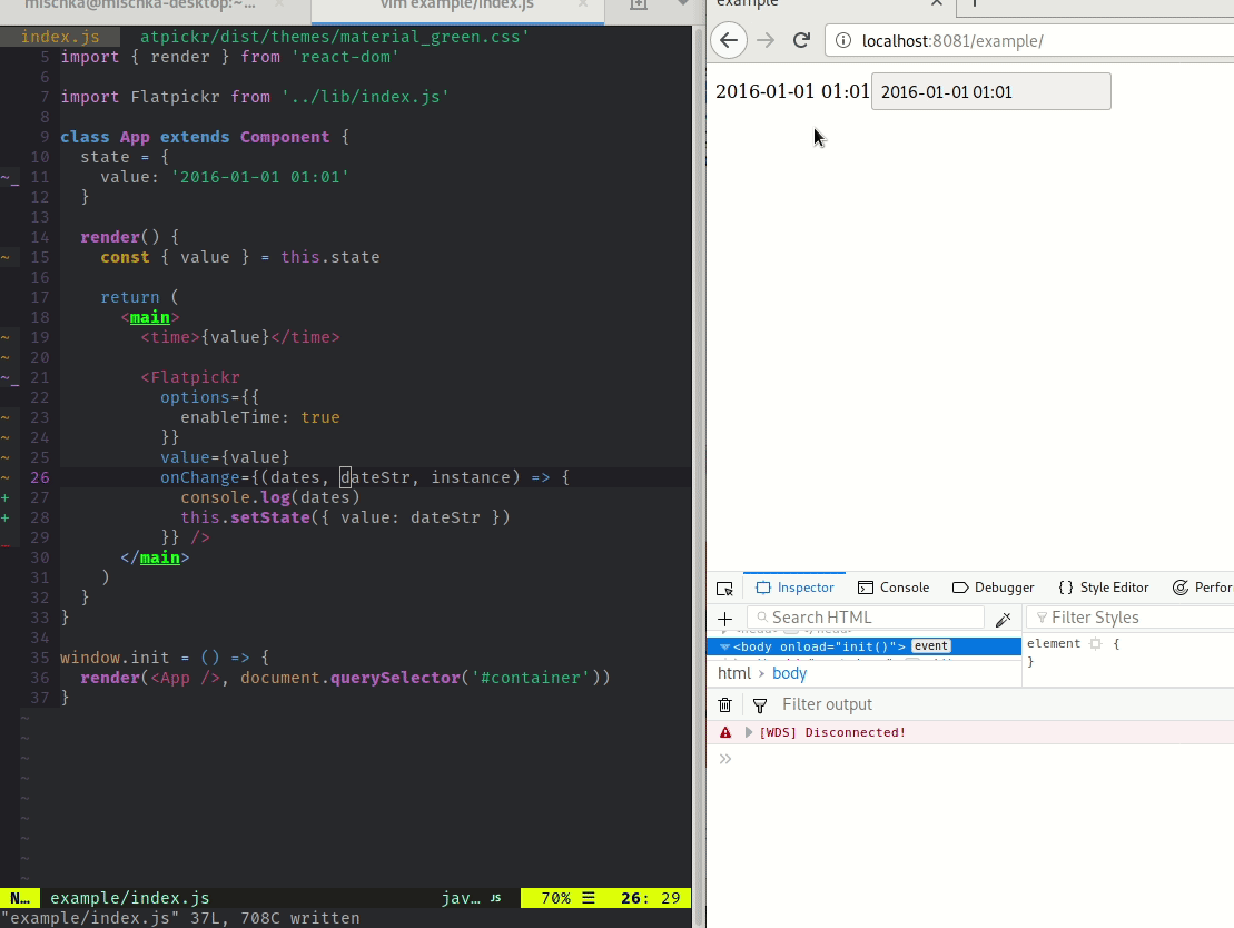 onChanged doesn't fire on changing times · Issue #72 · haoxins/react-flatpickr · GitHub