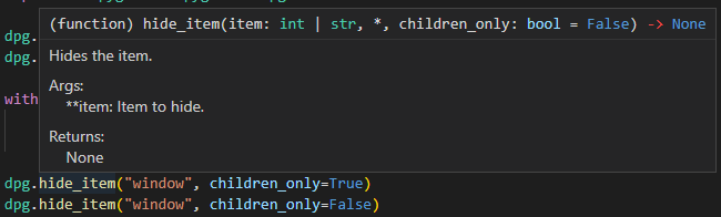 `hide_item()` has a non-existent `children_only` parameter · Issue #2012 · hoffstadt/DearPyGui ...
