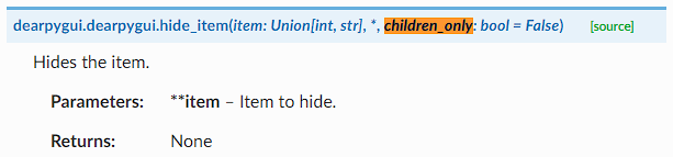 `hide_item()` has a non-existent `children_only` parameter · Issue #2012 · hoffstadt/DearPyGui ...