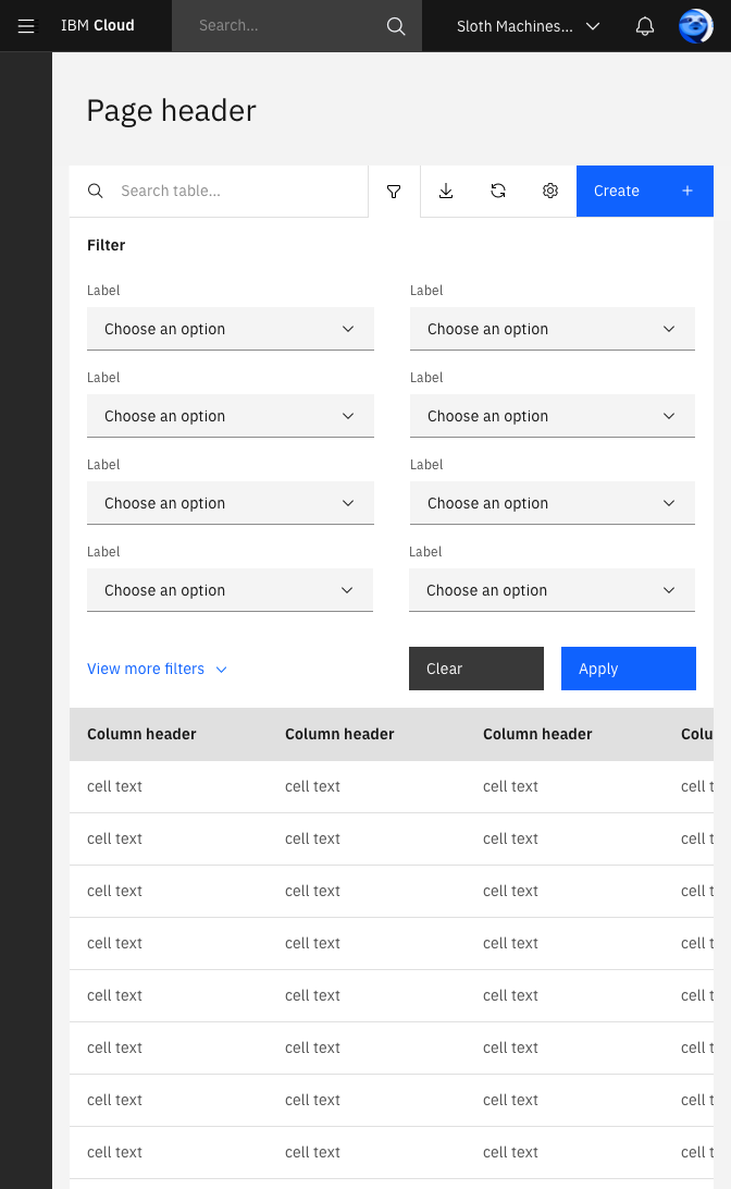 Filter panel and display bar for data table · Issue #5161 · carbon ...