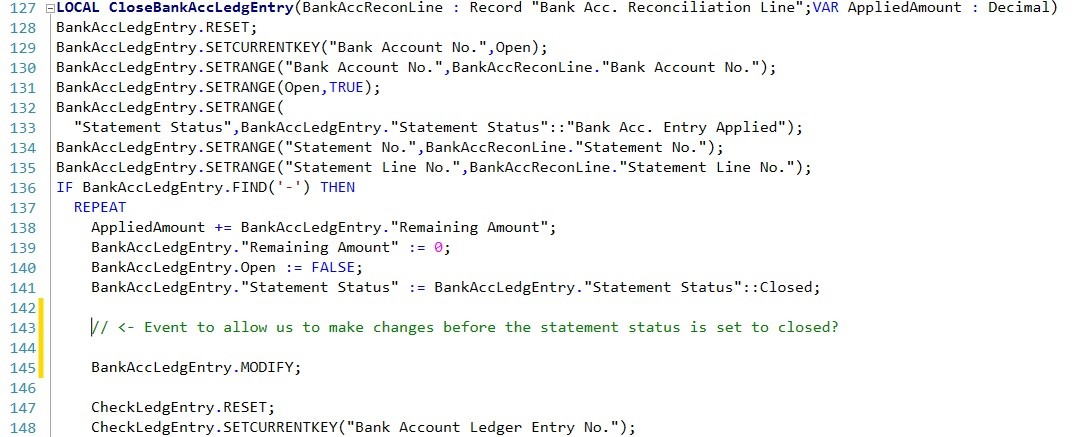 Codeunit 370 Bank Acc. Reconciliation Post - CloseBankAccLedgEntry ...