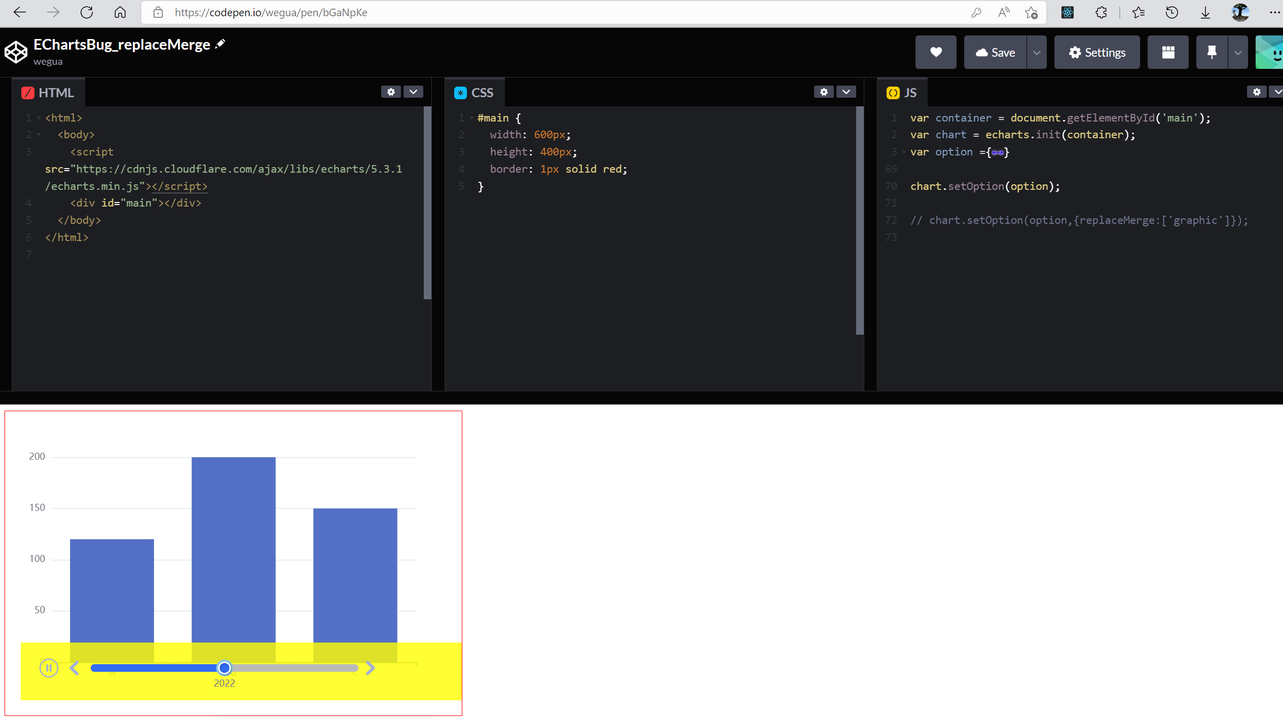[Bug] setOption() with replaceMerge Mode in['graphic'] and use timeline ...