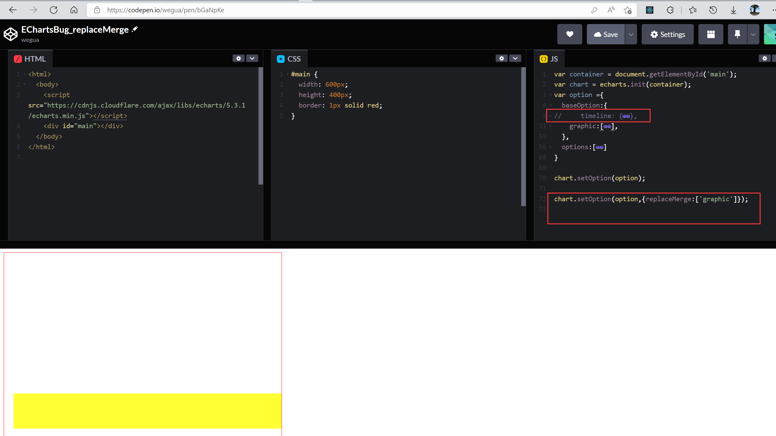 [Bug] setOption() with replaceMerge Mode in['graphic'] and use timeline will show nothing shape ...