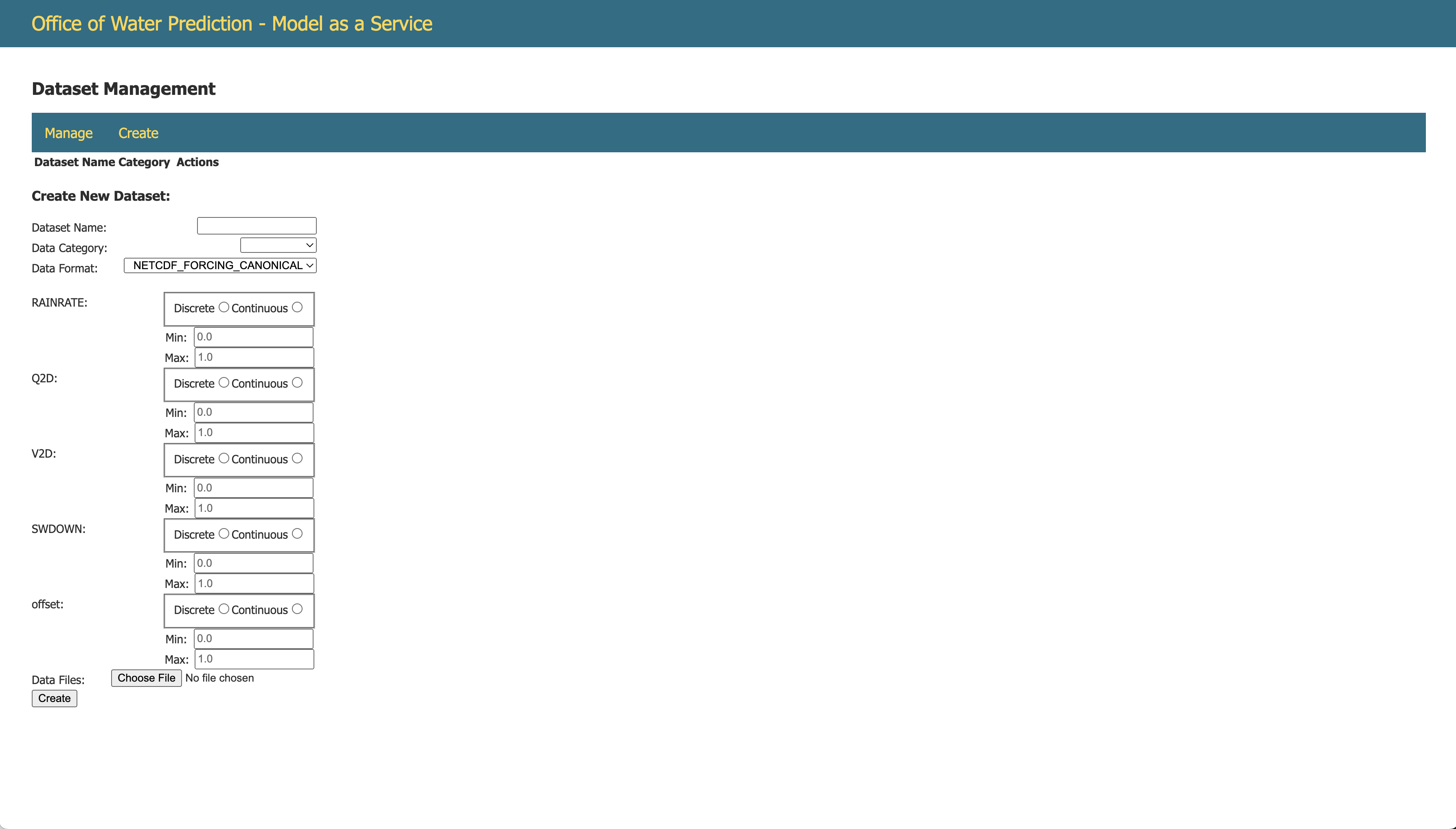 Update Dataset Creation Form For Dynamic Fields · Issue #198 · NOAA-OWP/DMOD · GitHub