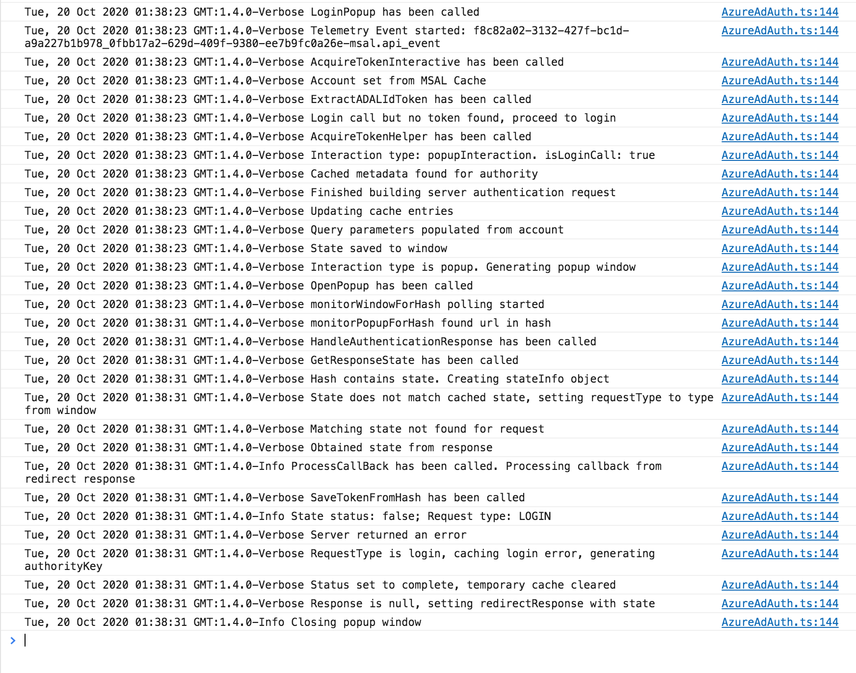The Need Admin Approval Login Response Wont Throw Error Bug