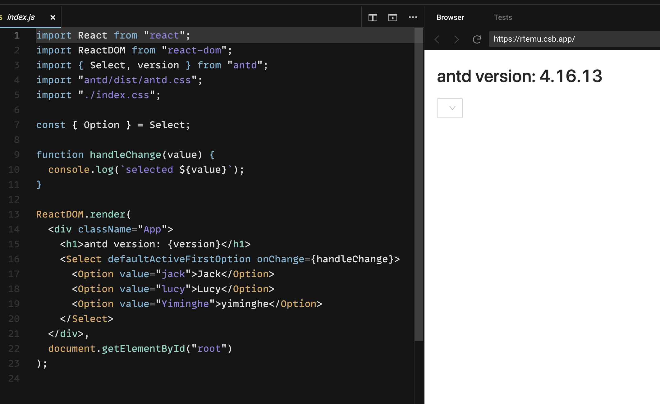 defaultActiveFirstOption prop on Select is noop · Issue #32652 · ant ...