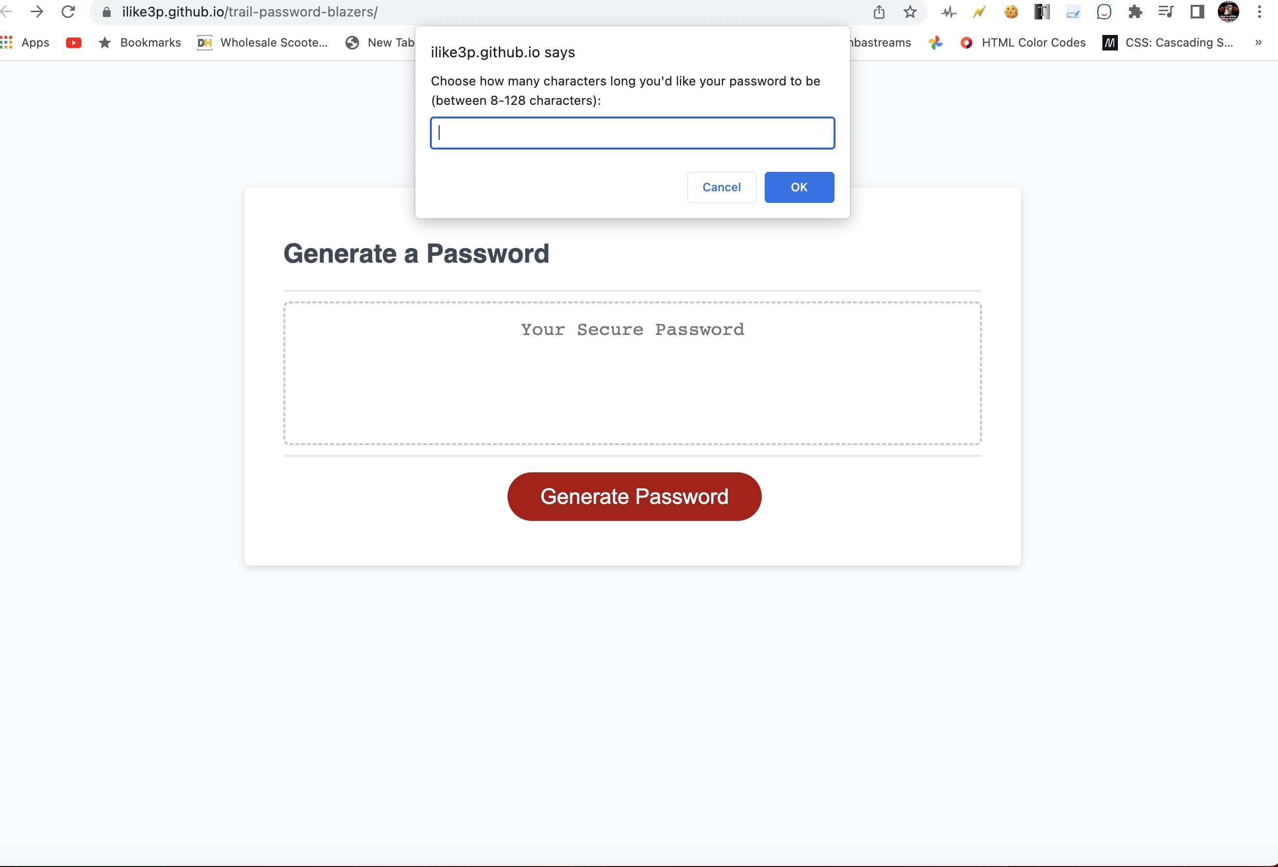 GitHub - ilike3p/trail-password-blazers: Password Generator