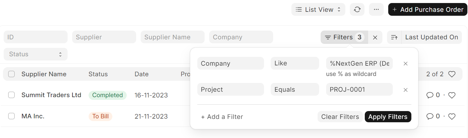 'Project' Fields added on list is always NULL · Issue #38243 · frappe/erpnext · GitHub