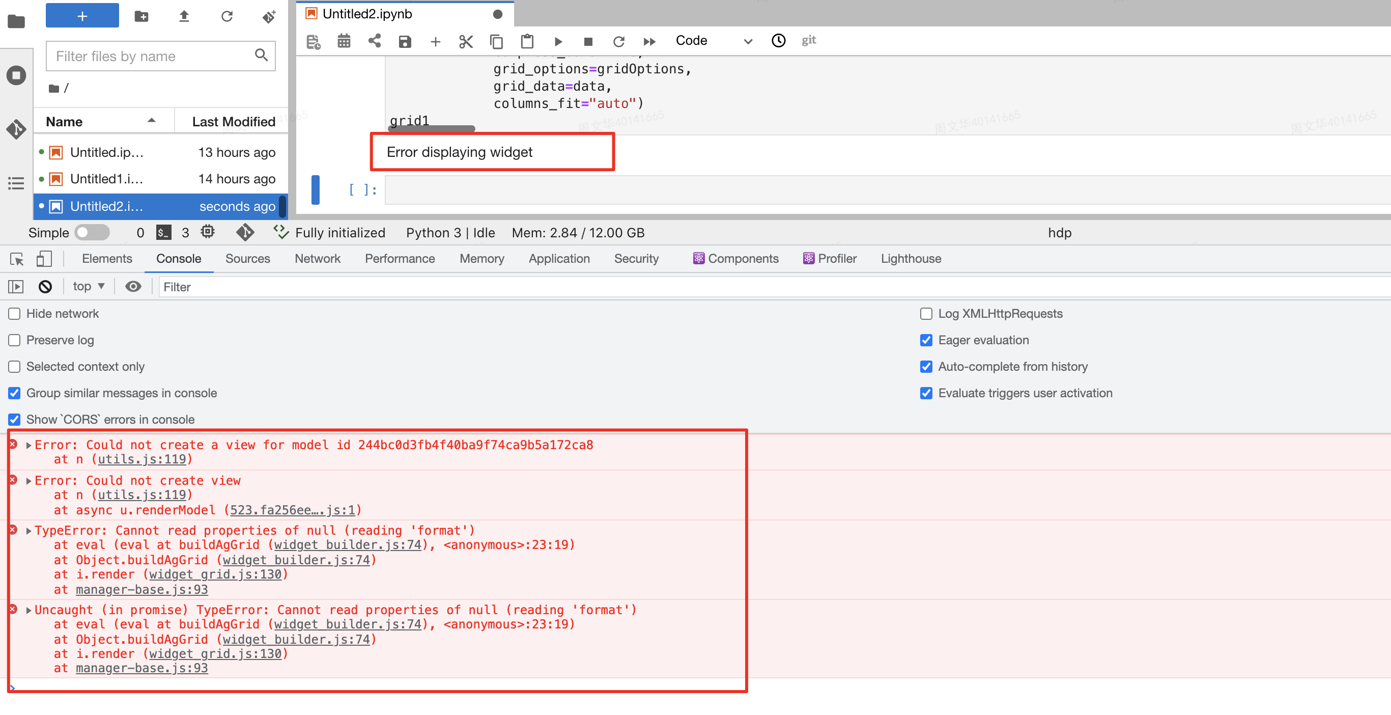 ipyaggrid display exception · Issue #11905 · jupyterlab/jupyterlab · GitHub