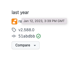GitHub UI marks commits made earlier this year are shown as `last year` · community · Discussion ...
