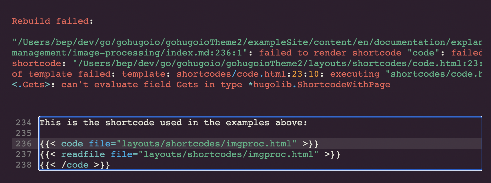 server errors: Print output lines of all files involved in an error · Issue #9863 · gohugoio ...