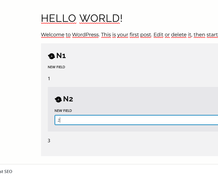 The custom content block (with a field like "Inner Block") does not display custom blocks ...