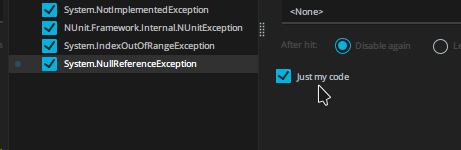 Exception Breakpoints 'Just my code' not working as expected · Issue #1046 · JetBrains/resharper ...