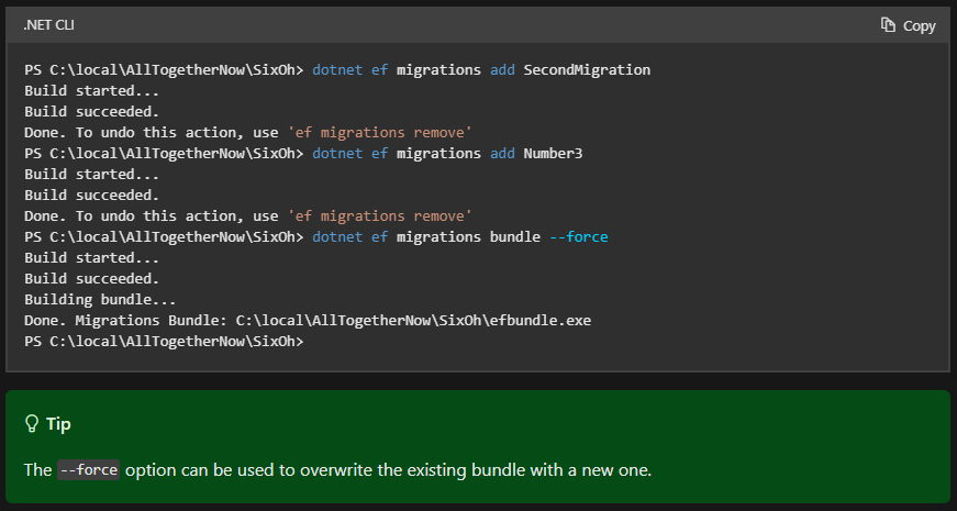 UPDATE (Works with one dash '-') Bundle-Migration: A positional parameter cannot be found that ...