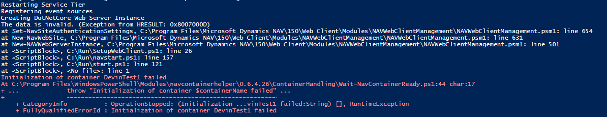 BC OnPrem Initialization of container x failed with these errors · Issue #447 · microsoft/nav ...