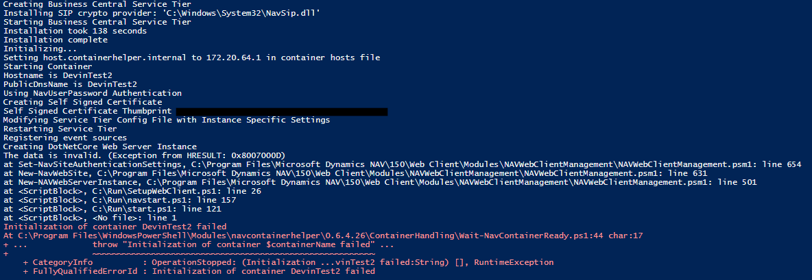 Bc Onprem Initialization Of Container X Failed With These Errors · Issue 447 · Microsoft Nav